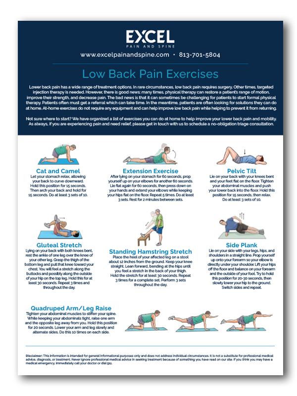 Low Back Pain Exercises for Pain Relief | Excel Pain and Spine